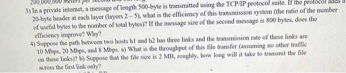 Solved 3) In a private internet, a message of length 500 | Chegg.com