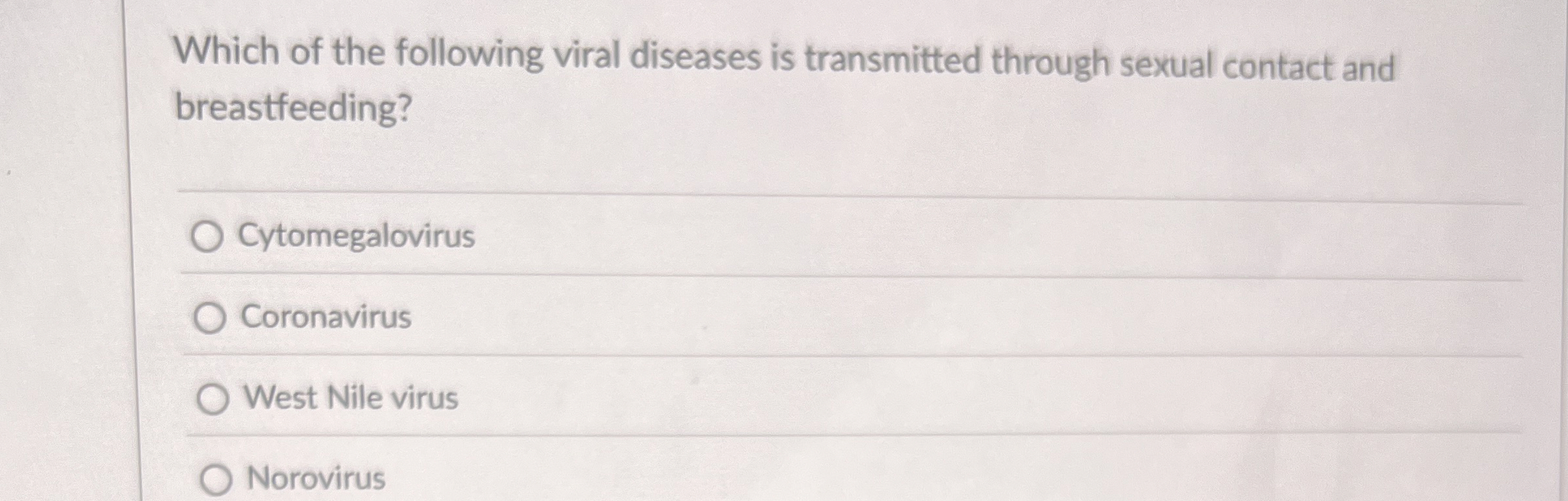 Solved Which of the following viral diseases is transmitted | Chegg.com
