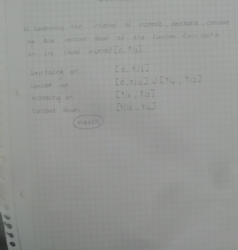 Solved 1) Determine the interval of increase decrease | Chegg.com