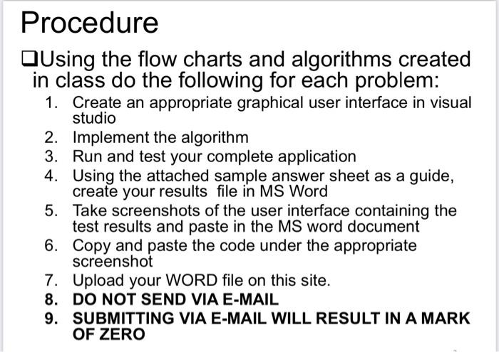 Solved Procedure QUsing the flow charts and algorithms | Chegg.com