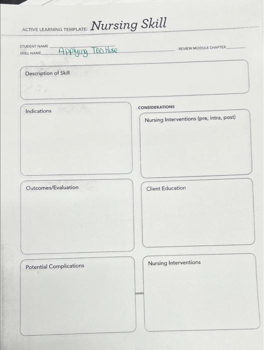 Solved ACTIVE LEARNING TEMPLATE: Nursing Skill STUDENT NAME | Chegg.com