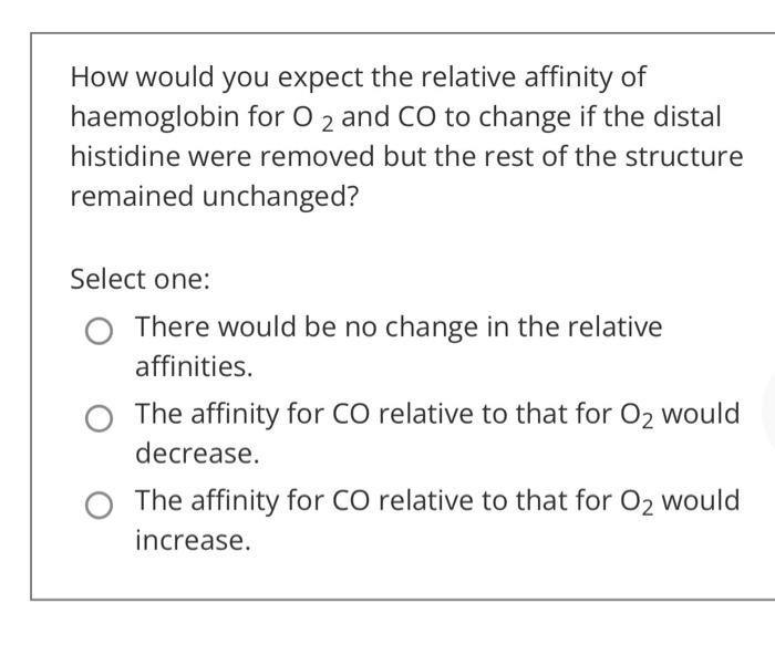 Solved How would you expect the relative affinity of | Chegg.com