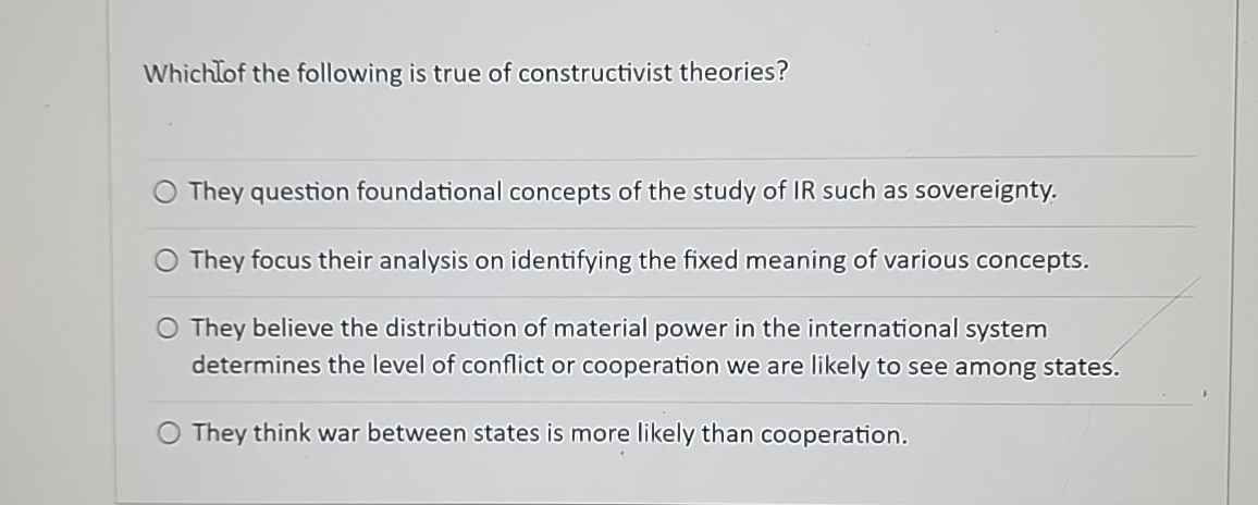 Solved Whichlof the following is true of constructivist | Chegg.com