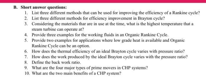 Solved B. Short answer questions: 1. List three different | Chegg.com