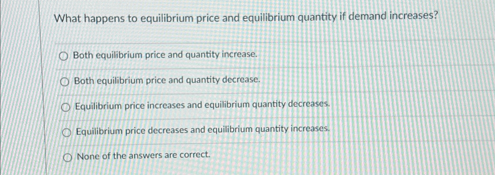 Solved What happens to equilibrium price and equilibrium | Chegg.com