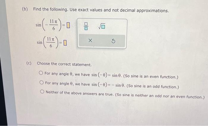 Solved Find the following. Use exact values and not decimal | Chegg.com