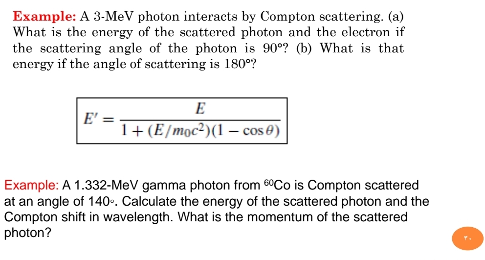 Solved Example: A 3-MeV photon interacts by Compton | Chegg.com