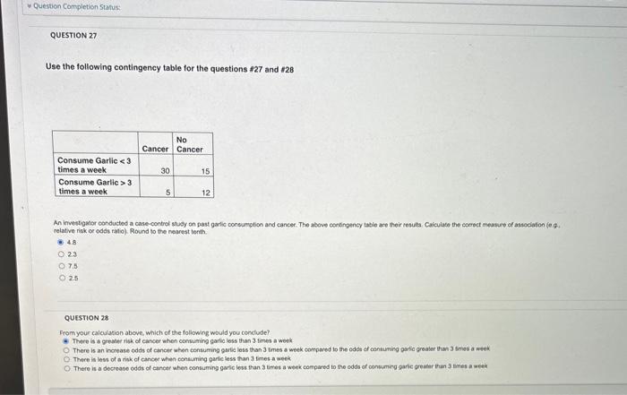 Solved Use the following contingency table for the questions | Chegg.com