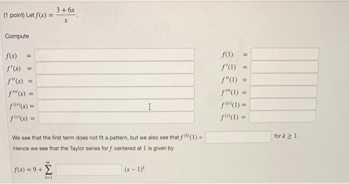 Solved (1 point) Let f(x)=x3+6x Compute | Chegg.com