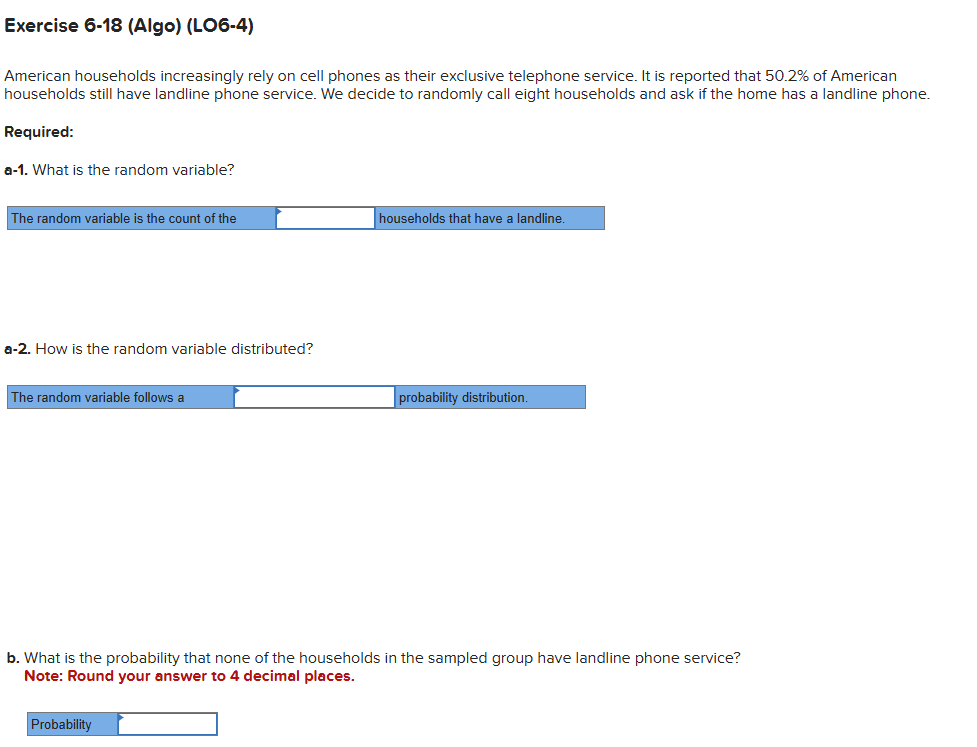 Solved Exercise 6-18 (Algo) (LO6-4)American households | Chegg.com