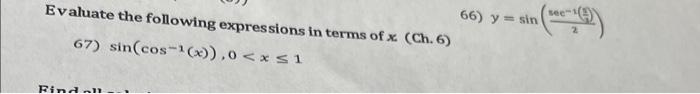 Solved Ev aluate the following expressions in terms of x | Chegg.com