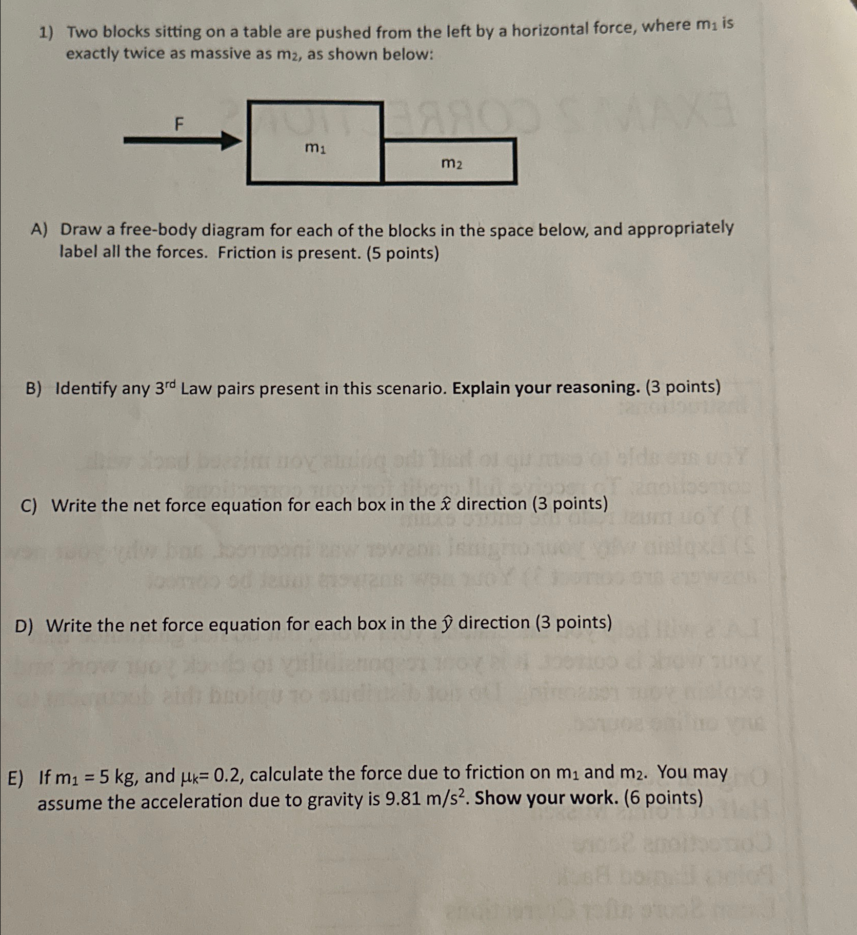 Solved Two blocks sitting on a table are pushed from the | Chegg.com