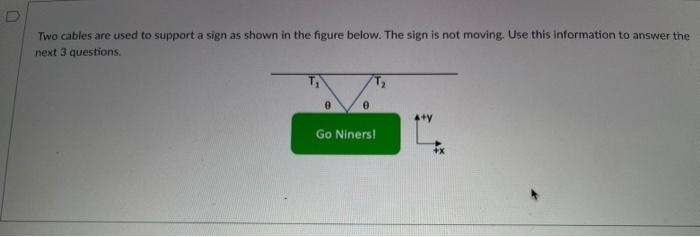 Solved Two cables are used to support a sign as shown in the | Chegg.com