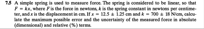 Solved 7.5 ﻿A simple spring is used to measure force. The | Chegg.com