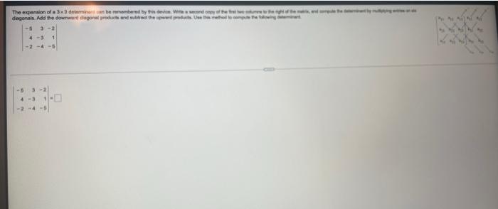 Solved The expansion of 3x3 determinberumbered by the end | Chegg.com