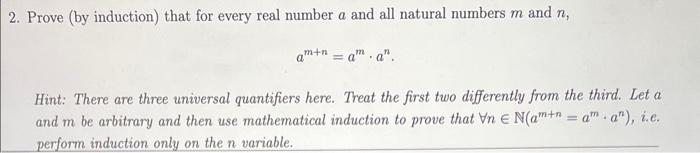 Solved Prove (by induction) that for every real number a and | Chegg.com