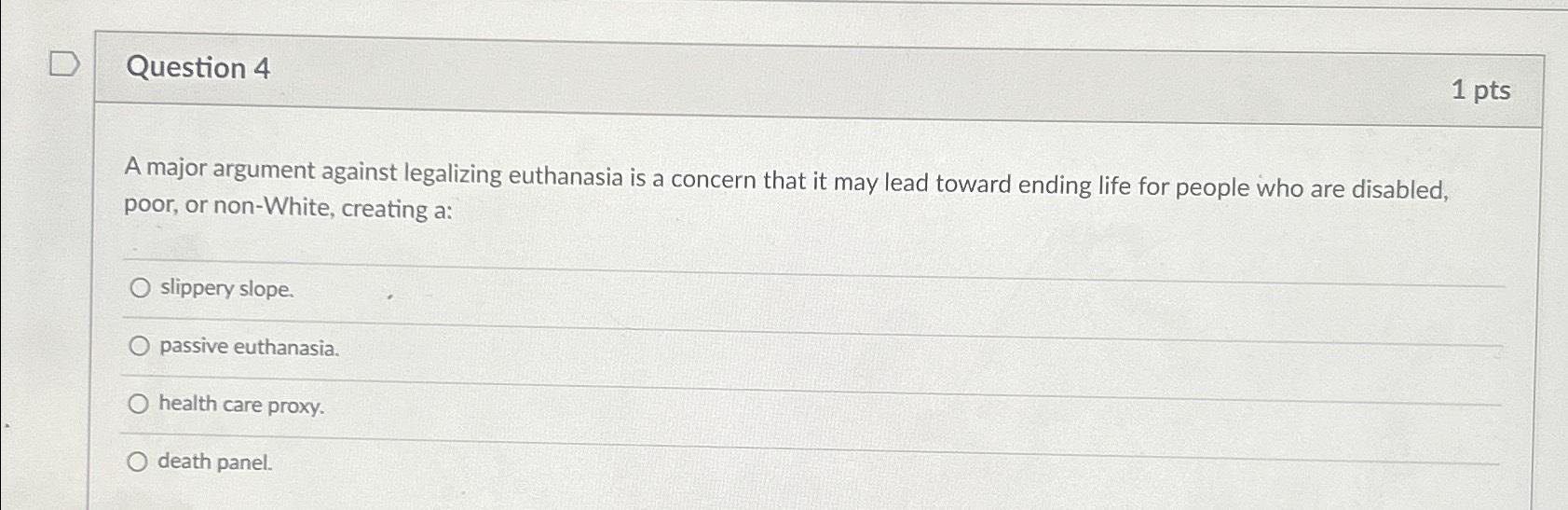 Solved Question 41 ﻿ptsA major argument against legalizing | Chegg.com