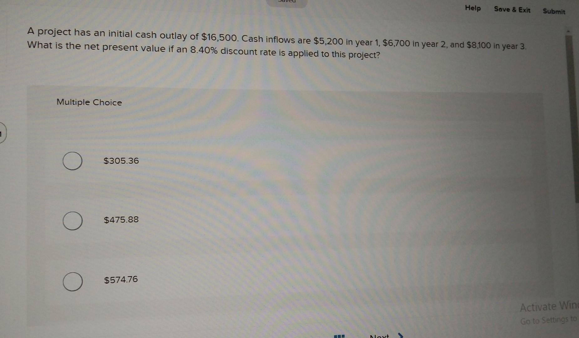 Solved A project has an initial cash outlay of $16,500. Cash | Chegg.com