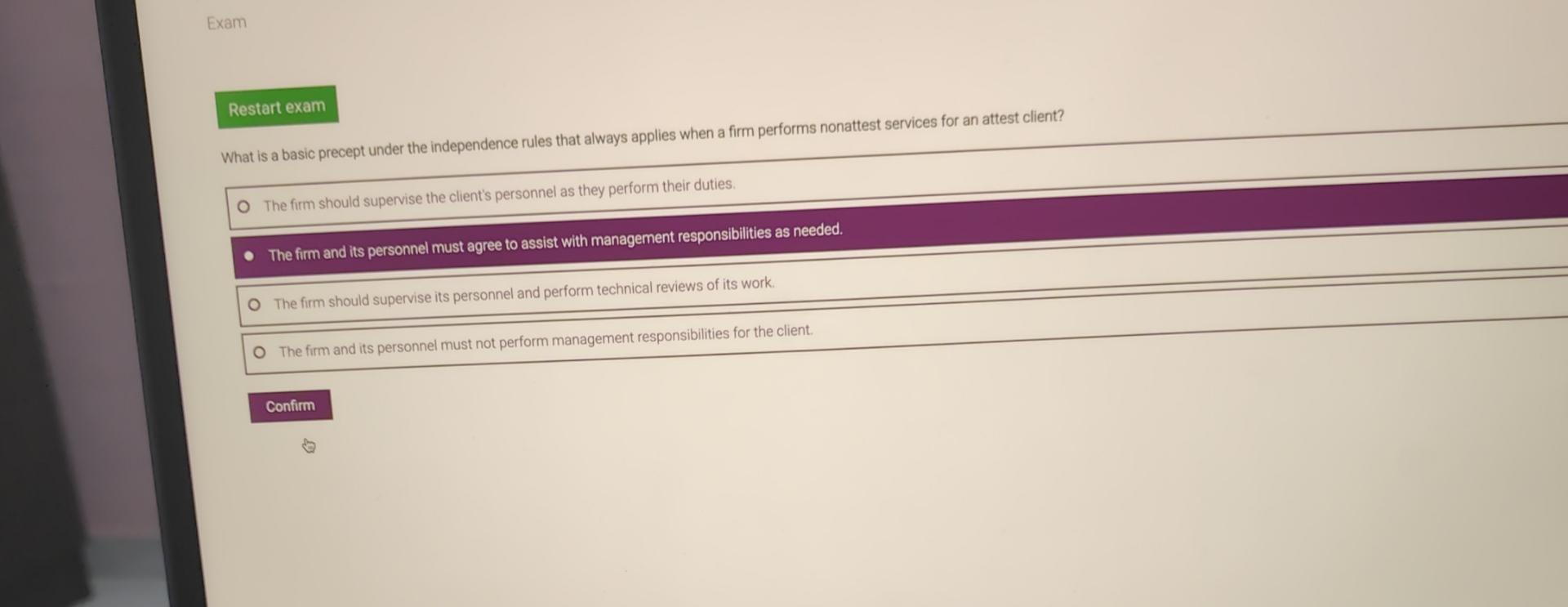 Solved ExamWhat is a basic precept under the independence | Chegg.com