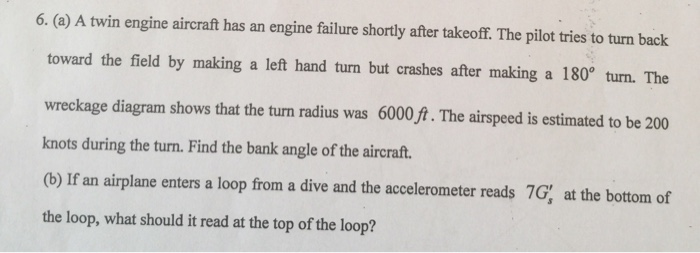 6. (a) A twin engine aircraft has an engine failure | Chegg.com