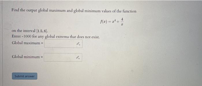 Solved Find the output global maximum and global minimum | Chegg.com