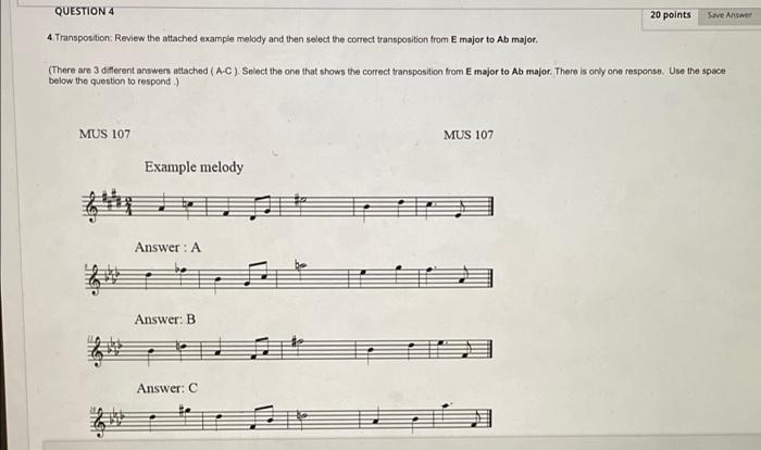 QUESTION 4 20 points Save Answer 4 Transposition: | Chegg.com