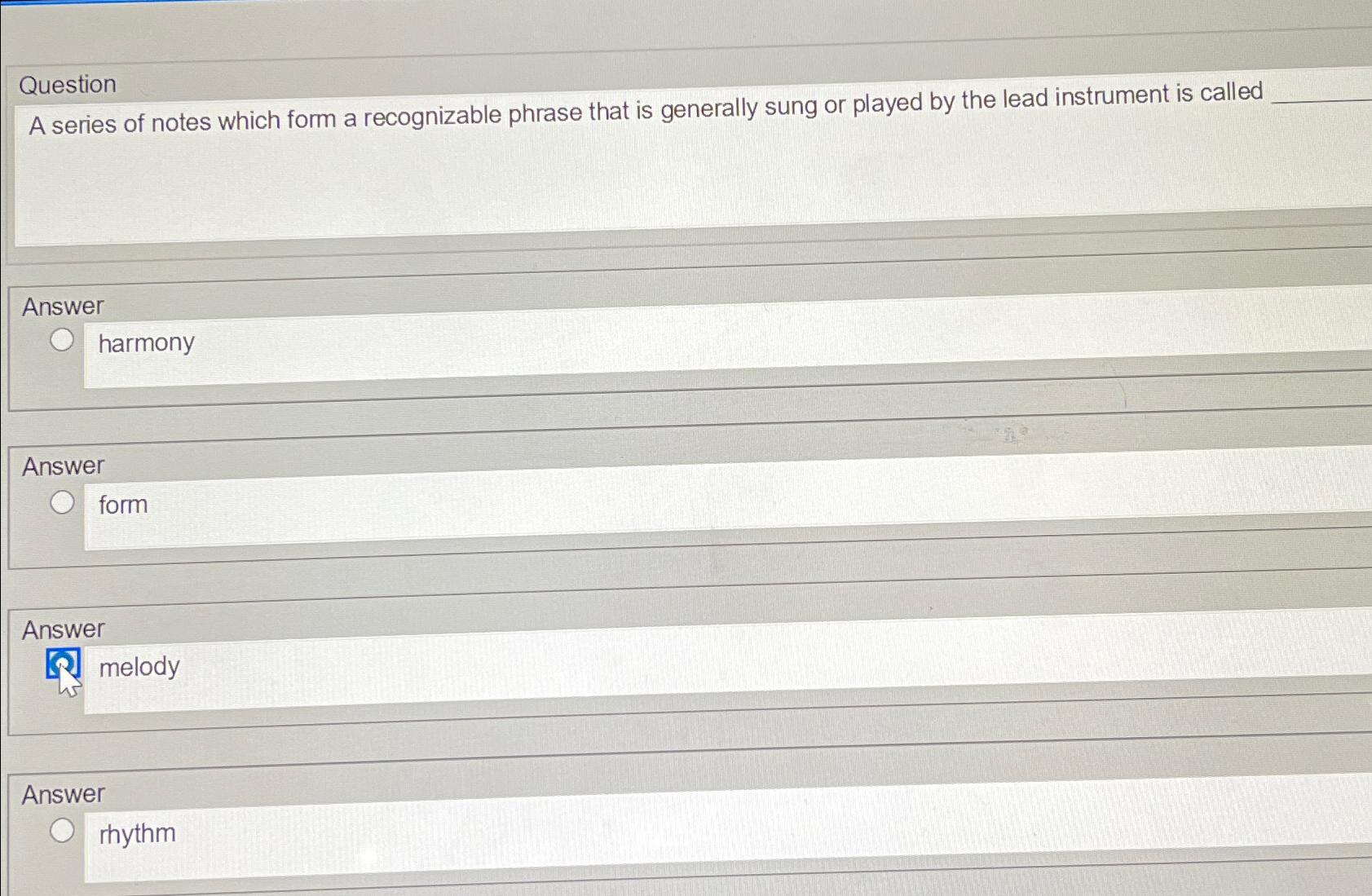 Solved QuestionA series of notes which form a recognizable | Chegg.com