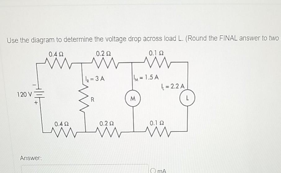 Solved Use the diagram to determine the voltage drop across | Chegg.com