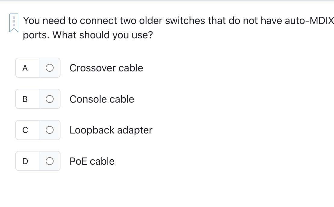 Solved You need to connect two older switches that do not | Chegg.com