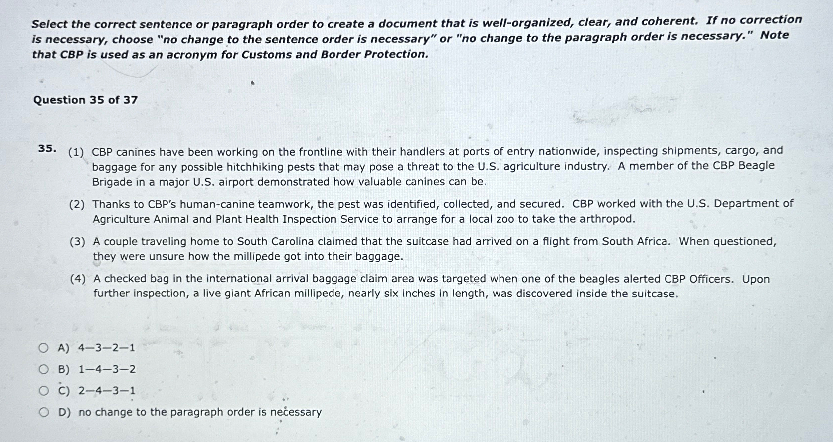 Solved Select the correct sentence or paragraph order to | Chegg.com