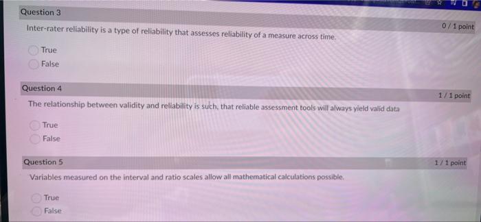 Solved Question 3 Inter-rater reliability is a type of | Chegg.com