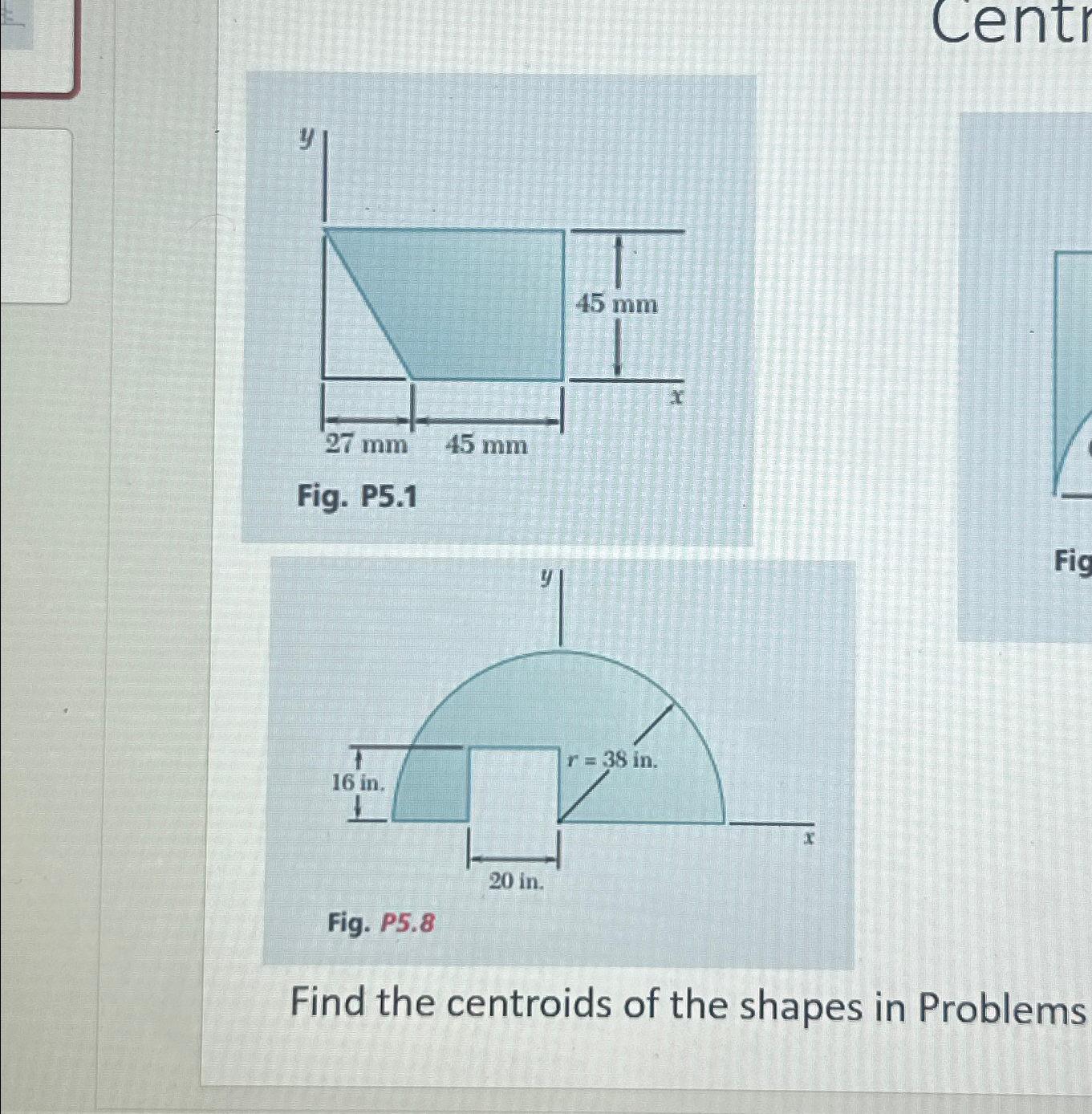 Solved Find the centroids of the shapes in Problems Answer | Chegg.com