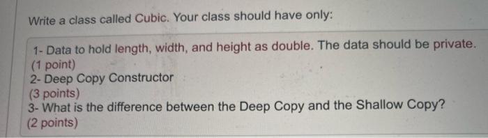 Solved Write a class called Cubic. Your class should have | Chegg.com