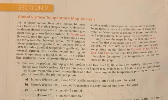SECTION 2 Global Surface Temperature Map Analysis | Chegg.com