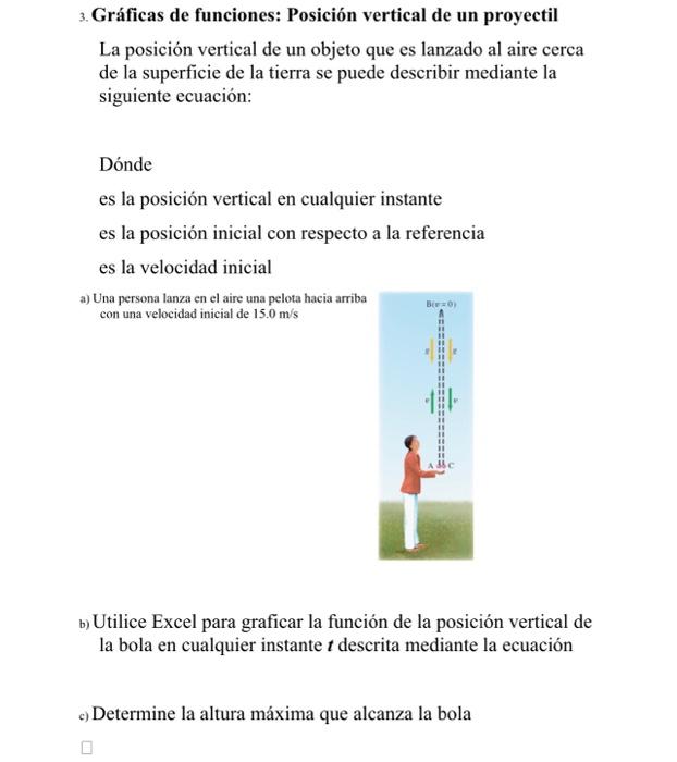 Solved 3. Gráficas de funciones: Posición vertical de un | Chegg.com