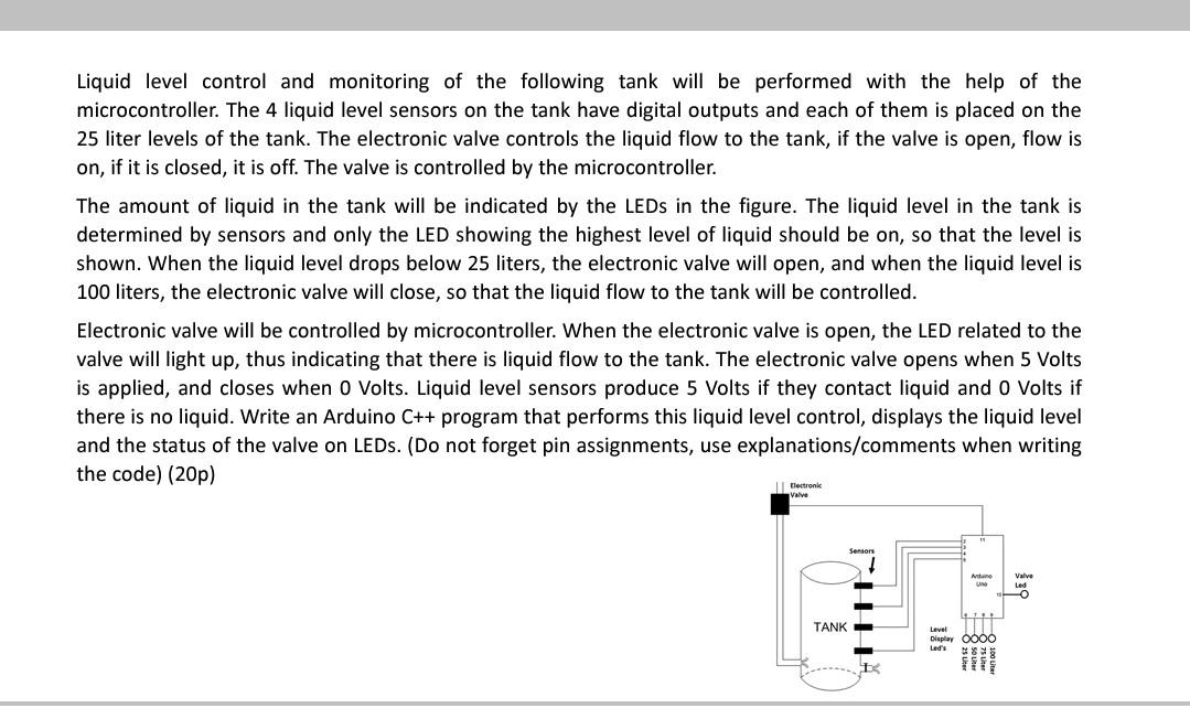 Solved Liquid level control and monitoring of the following | Chegg.com