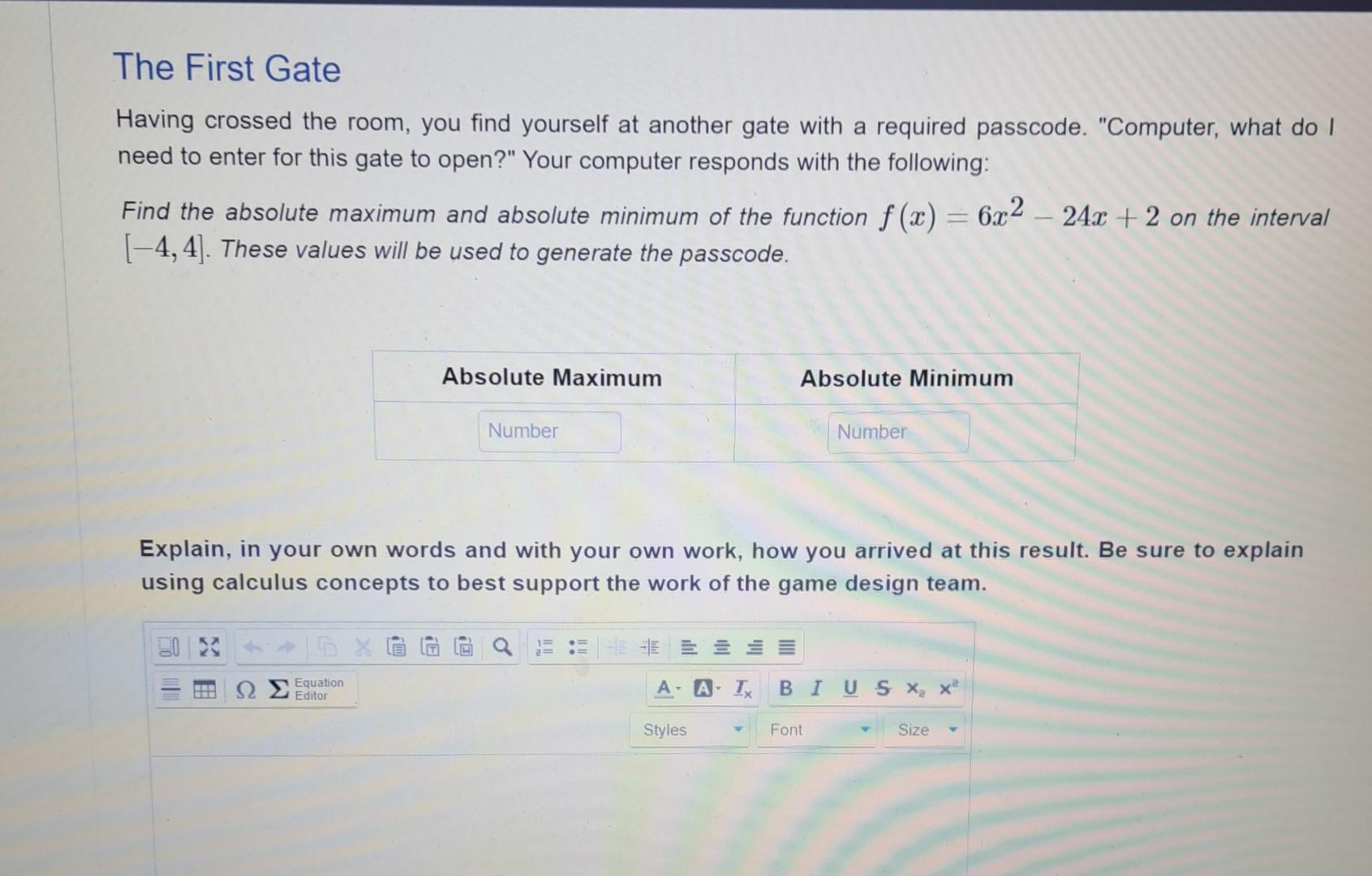 Solved The First Gate Having crossed the room, you find | Chegg.com