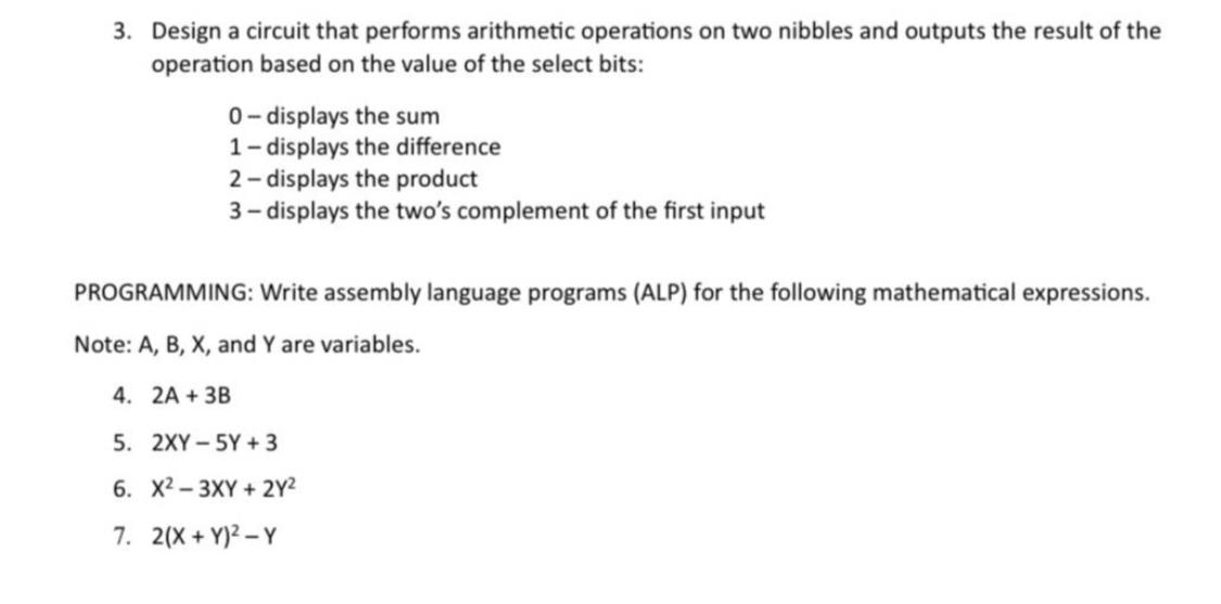 Solved Design a circuit that performs arithmetic operations | Chegg.com