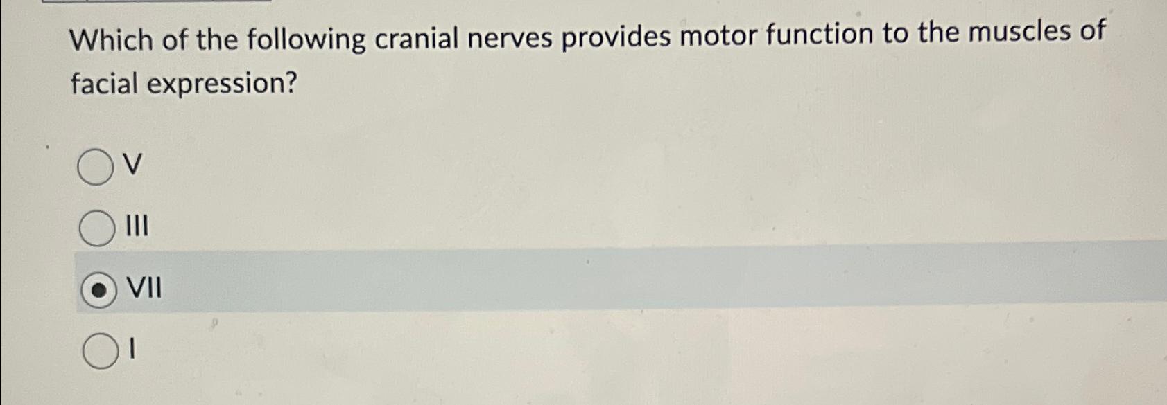 Solved Which of the following cranial nerves provides motor | Chegg.com