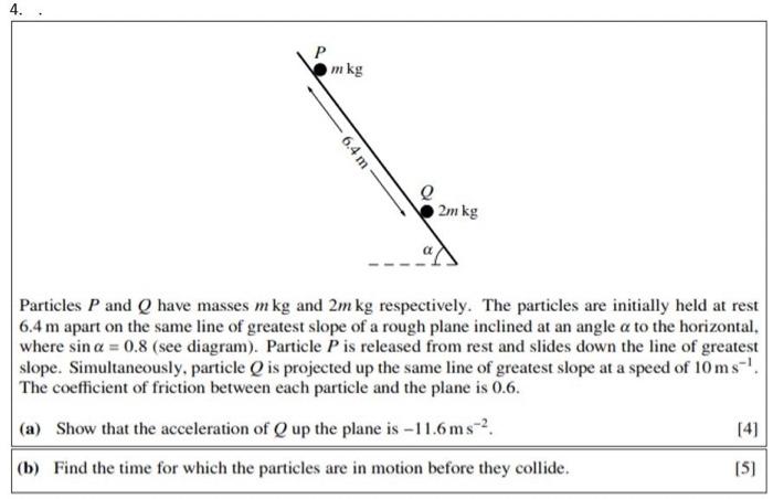 Solved Particles P and Q have masses m kg and 2m kg | Chegg.com