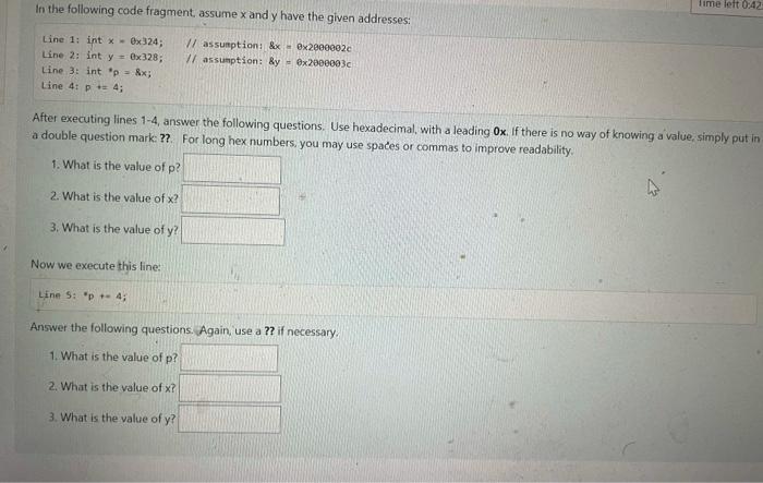 Solved In the following code fragment assume x and y have | Chegg.com