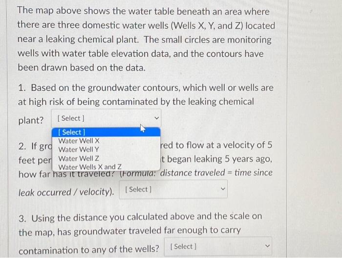Solved Monitoring Well, with water table elevation shown in | Chegg.com