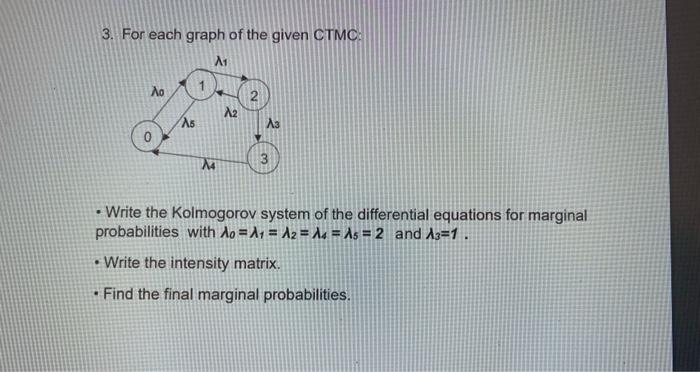 Solved 3. For each graph of the given CTMO: λι λο A2 Лs A3 | Chegg.com