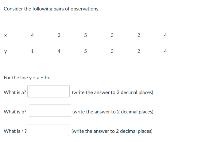 Solved Consider the following pairs of observations.For the | Chegg.com