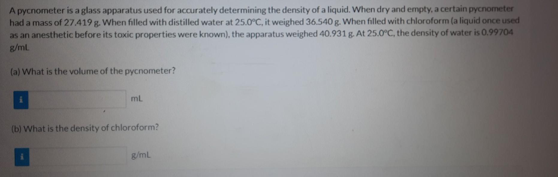 Solved what is the volume of the pycnometer? what is the | Chegg.com