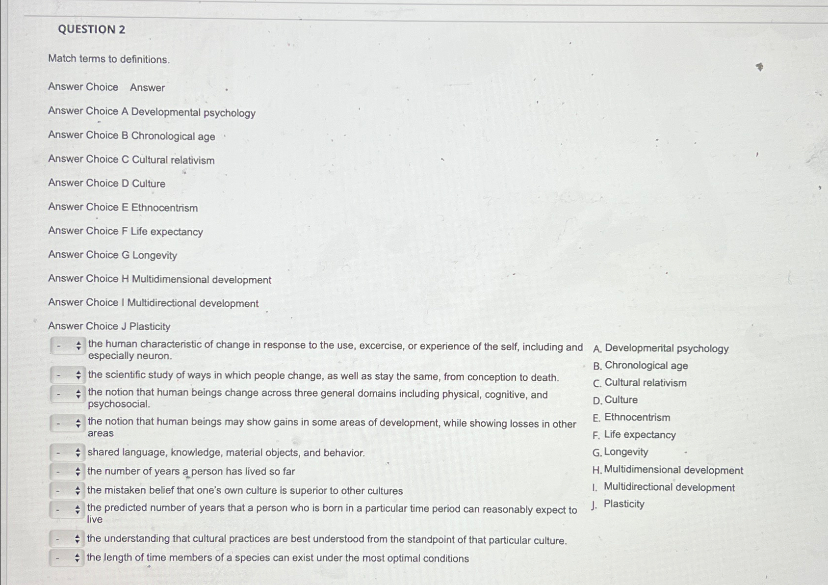 Solved QUESTION 2Match terms to definitions.Answer Choice | Chegg.com
