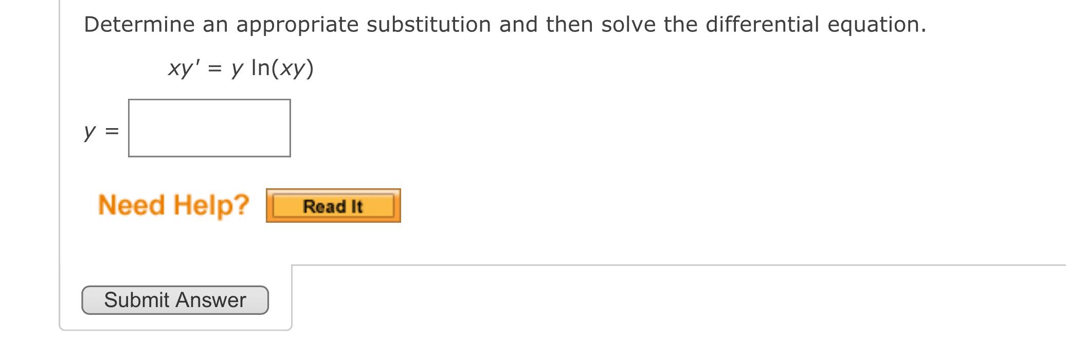 Solved Determine An Appropriate Substitution And Then Solve