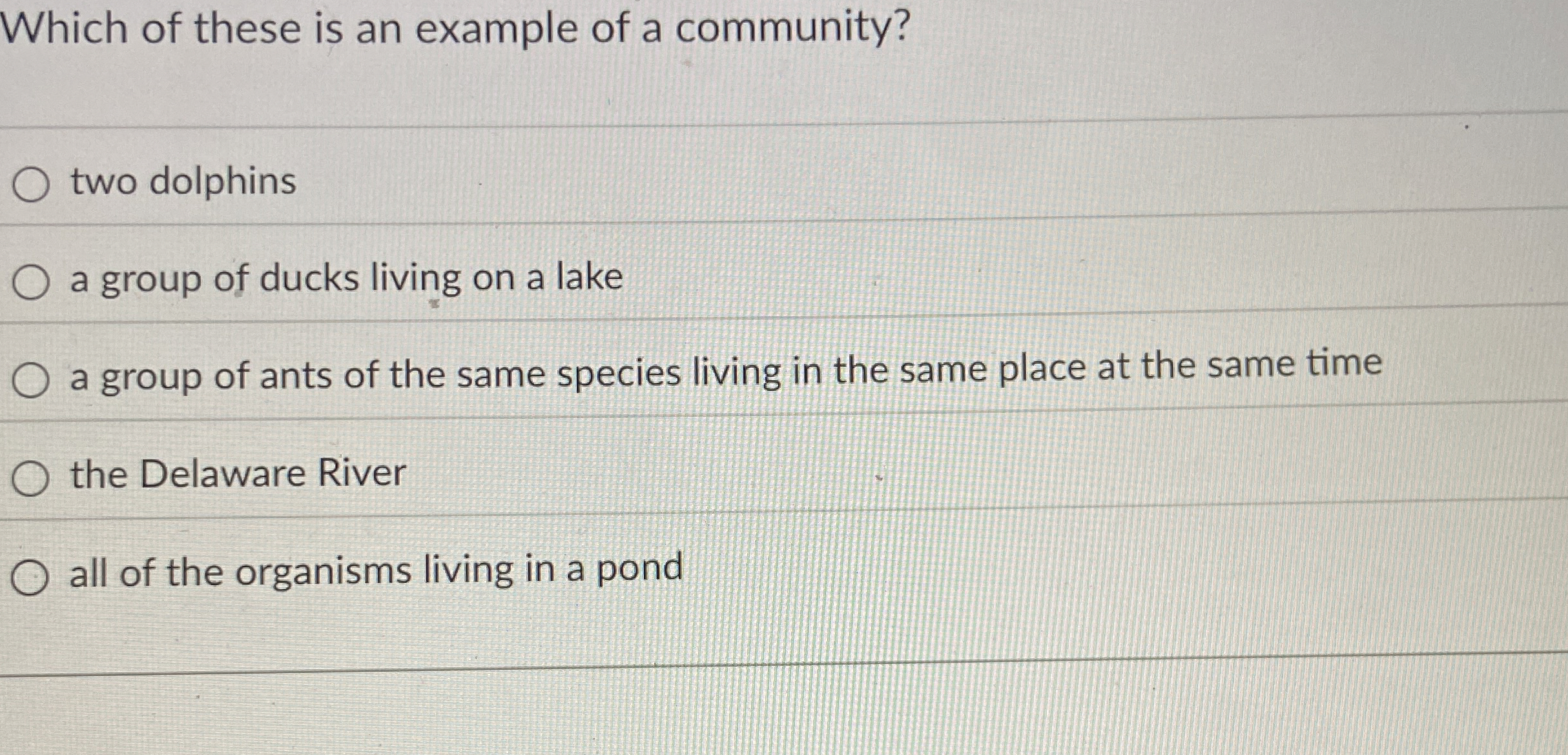 Solved Which of these is an example of a community?two | Chegg.com