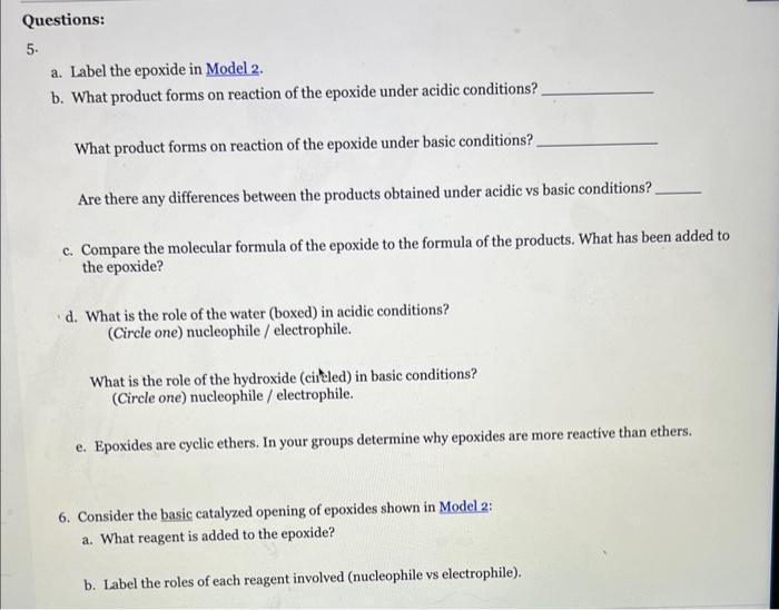 a. Label the epoxide in Model 2. b. What product | Chegg.com