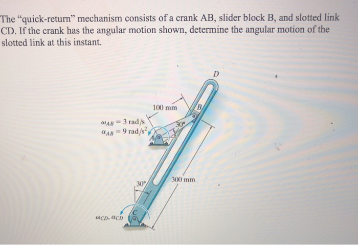 Solved The “quick-return” mechanism consists of a crank AB, | Chegg.com